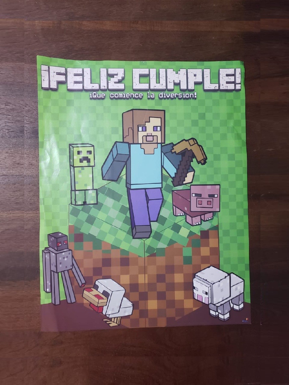 MINECRAFT AFICHE FELIZ CUMPLE - PÓSTER - TL - ReinaAbru